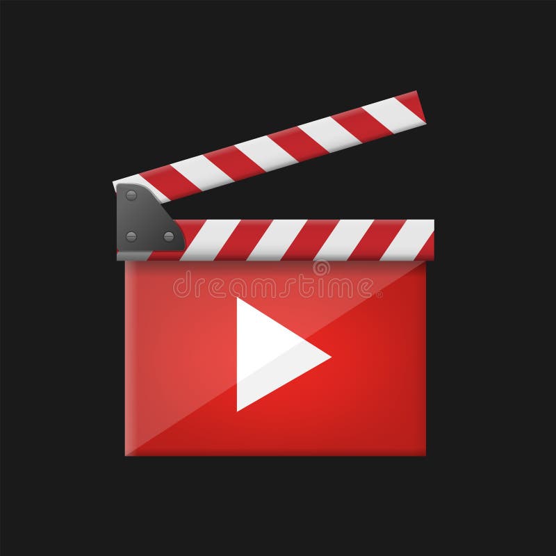 Red Movie Clapper Board with Play Sign Stock Vector - Illustration of ...