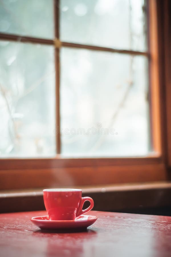 Red mug coffee and window stock image. Image of natural - 49364327