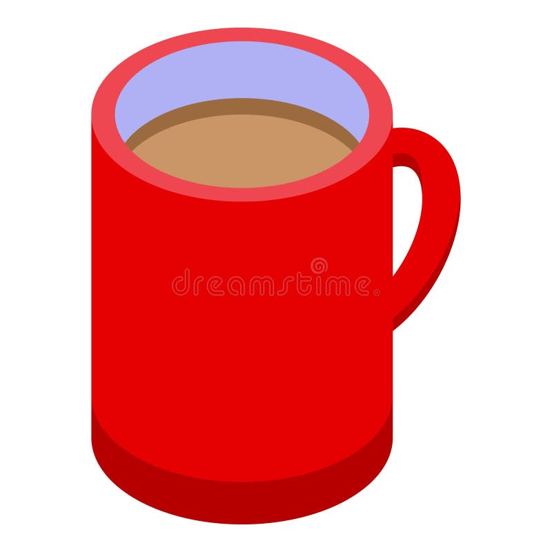 Red Mug Containing Coffee with Cream Isometric Illustration Stock ...