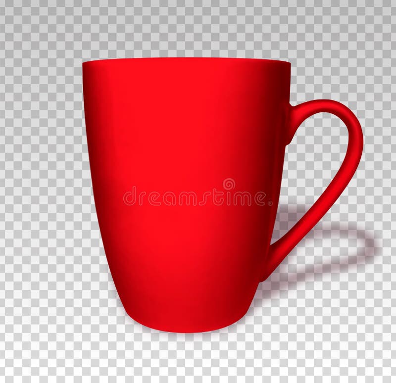 Red Mug. Cup Coffee Isolated on Transparent Background. Mockup Side ...