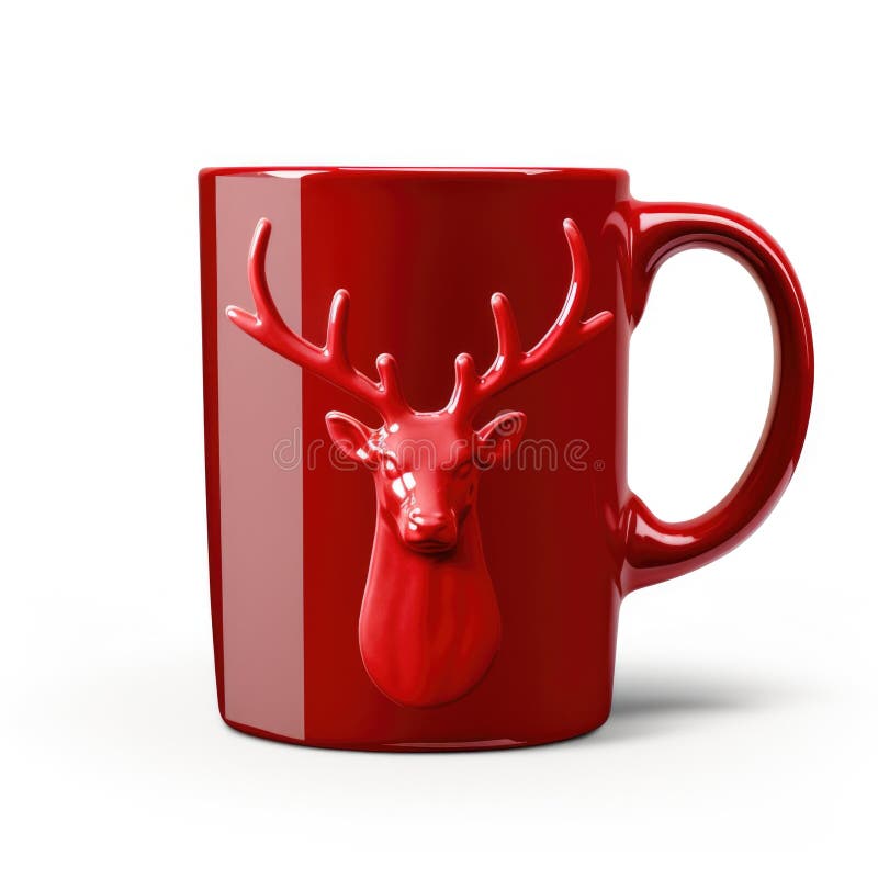 A Red Mug with a Deer Head on it Stock Photo - Image of generated, head ...
