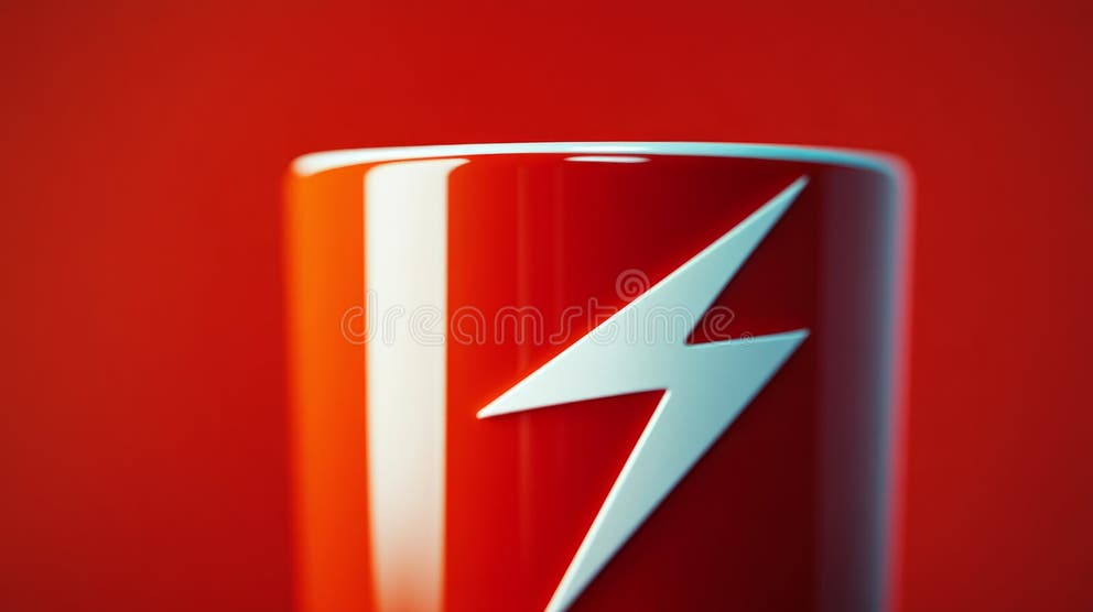 Red Mug with White Lightning Bolt Design Stock Illustration ...