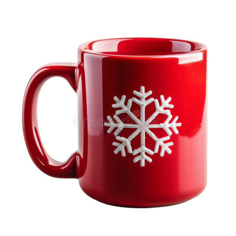 Red Mug with a White Snowflake Design Stock Image - Illustration of ...