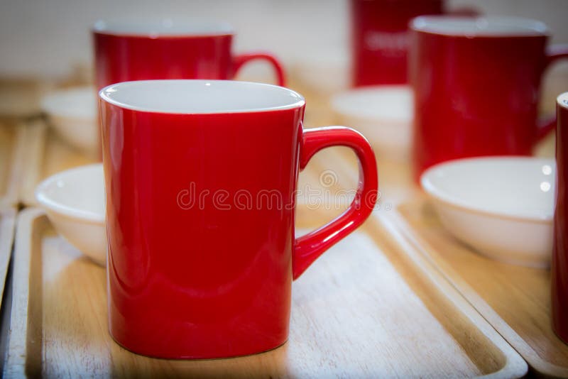 Red mugs coffee stock image. Image of espresso, cafe - 91674611