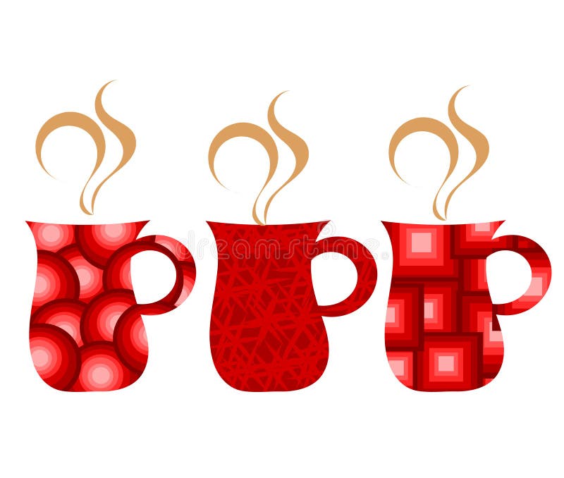 Red mugs set stock vector. Illustration of clip, ornate - 29472631