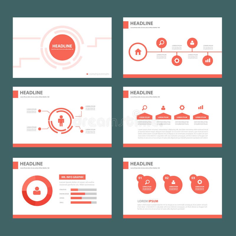 Red Multipurpose Infographic Element Flat Design Set for Presentation ...