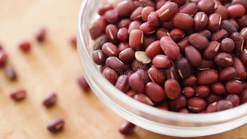 Red Mung Bean Seed at Rotating Display - Steadicam Close Up Stock ...