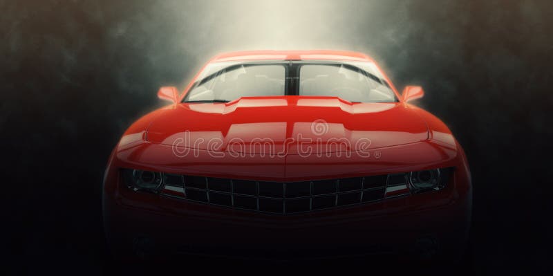 Red Muscle Car - Epic Lighting Stock Illustration - Illustration of ...