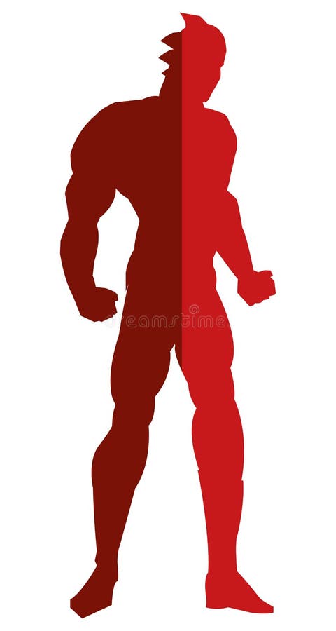 Red Muscular Man Silhouette Icon Stock Illustration - Illustration of ...