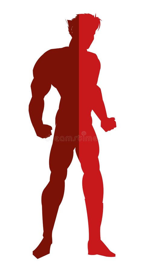 Red Muscular Man Silhouette Icon Stock Illustration - Illustration of ...