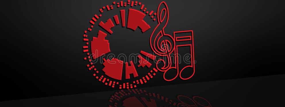 Red Music Icon on the Wall Mirror Floor for Concept Stock Illustration ...