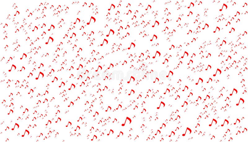 Red Music Notes Pattern on White Background. Stock Illustration ...