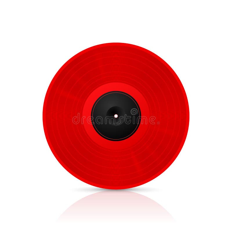 Red Musical Vinyl Record. Vector Image with Reflection on White ...
