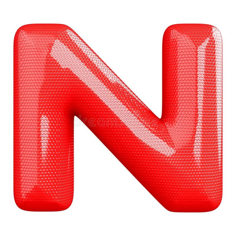 Red N Font 3D RenderWith White Background Design Stock Image ...