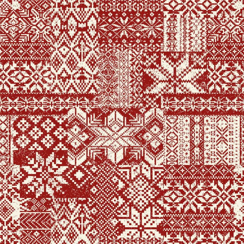 Red Native American Traditional Fabric Patchwork Stock Illustration ...