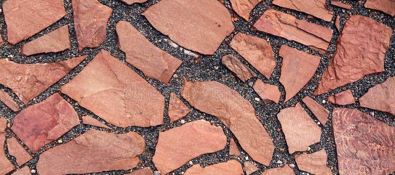 Red Natural Stone Paved Road. Practical Durable Finish Material of ...