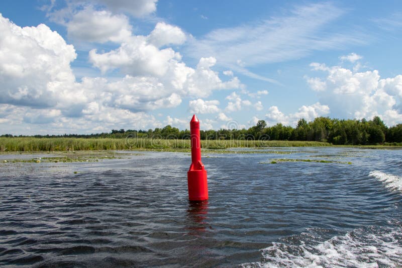 Red Navigation Marker on a River Stock Image - Image of route, canal ...