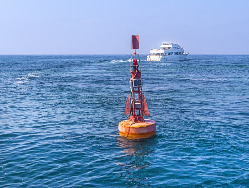 Red Navigational Buoy in the Sea Stock Image - Image of limit, port ...