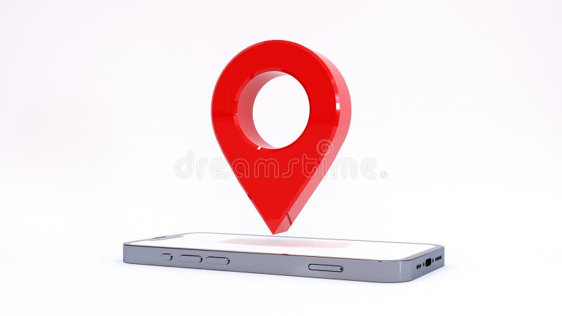 Red Navigator Pin Checking with Map on Grey Smartphone, Mobile Phone ...