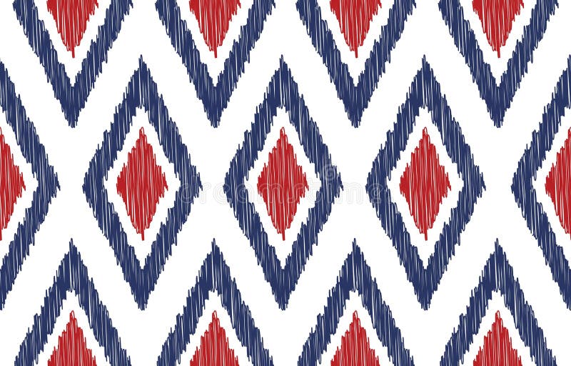 Red and Navy Blue Ikat Diamond Pattern Seamless Repeat Texture Stock ...