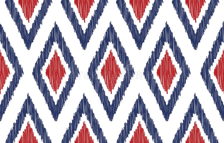 Red and Navy Blue Ikat Diamond Pattern Seamless Repeat Texture Stock ...