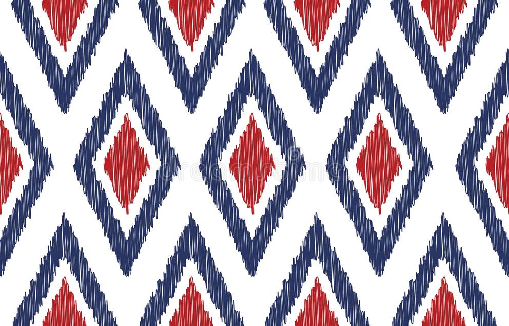 Red and Navy Blue Ikat Diamond Pattern Seamless Repeat Texture Stock ...