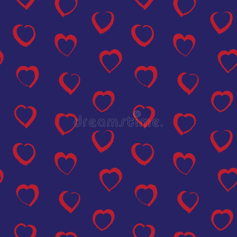 Red Navy Heart Shaped Brush Stroke Seamless Pattern Background Stock ...