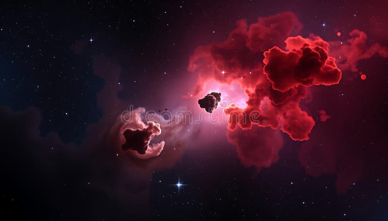 Red Nebula Cloud in Deep Space, Showcasing Cosmic Phenomena and ...