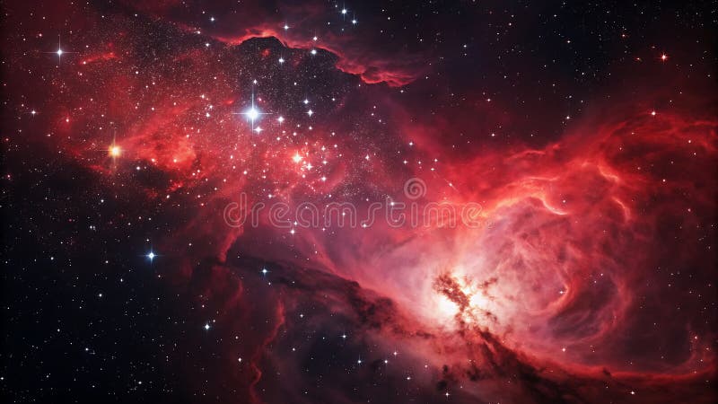 Red Nebula Digital Illustration with Cosmic Starscape Stock Photo ...