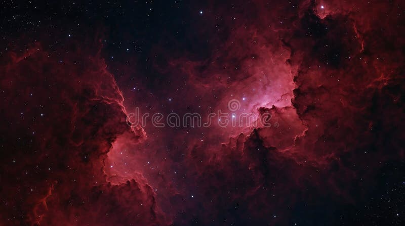 A Red Nebula in Interstellar Space Stock Illustration - Illustration of ...
