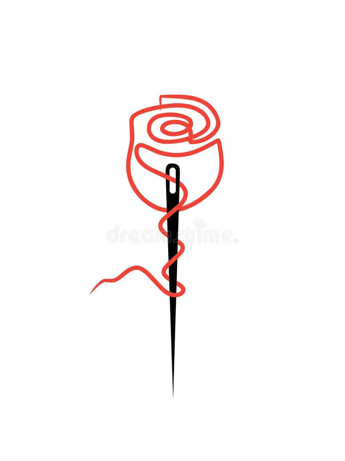 Red Needle and Thread Logo Design that Forms Like a Rose Stock ...