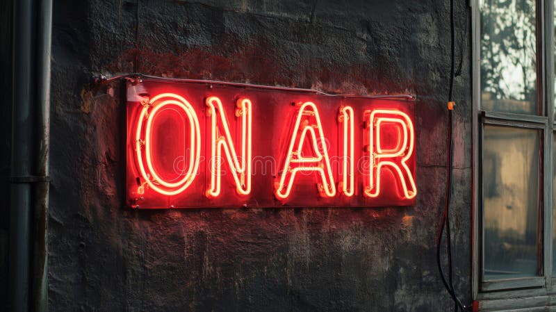 Red Neon on Air Sign on Grunge Wall Stock Illustration - Illustration ...