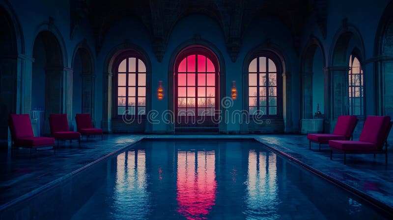 Red Neon, Arched Windows, and a Reflection are Key Elements of this ...