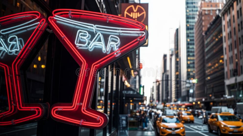 Red Neon Bar Sign stock illustration. Illustration of advertising ...
