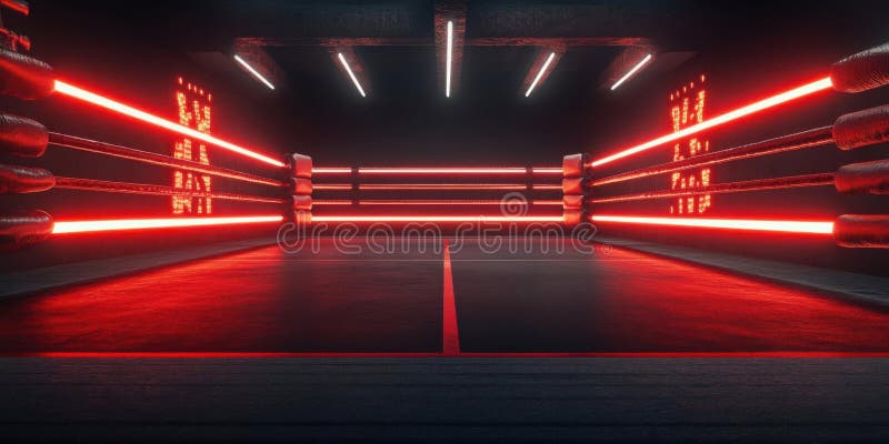 Red Neon Boxing Ring stock illustration. Illustration of vibrant ...