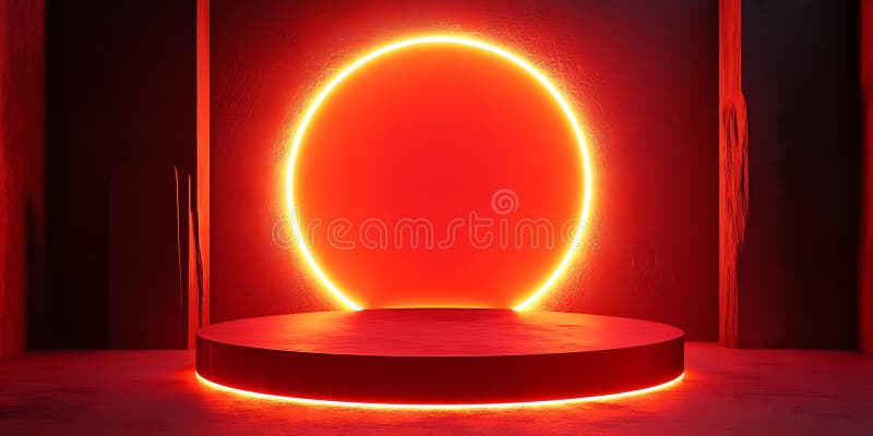 Red Neon Circle Backdrop for Product Display Stock Illustration ...