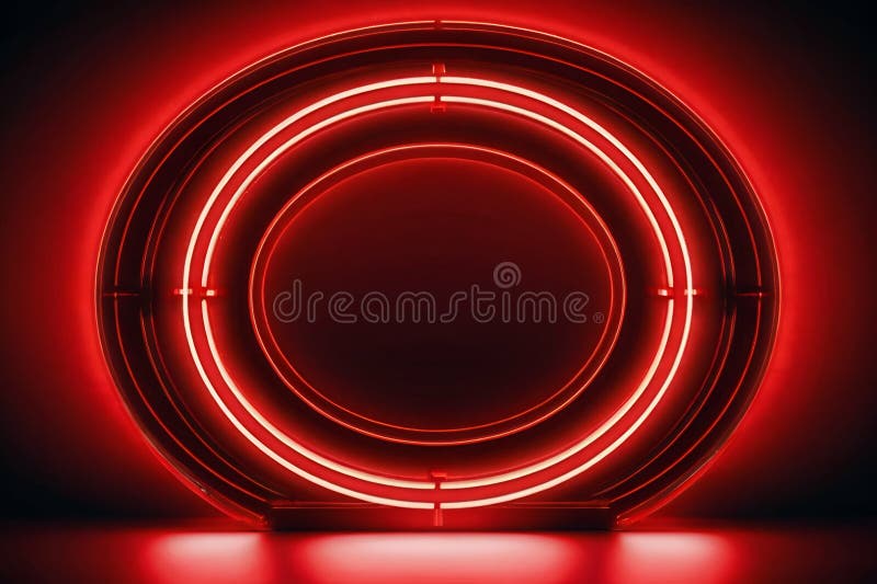 Red Neon Circle Light Frame Banner Design Stock Illustration ...