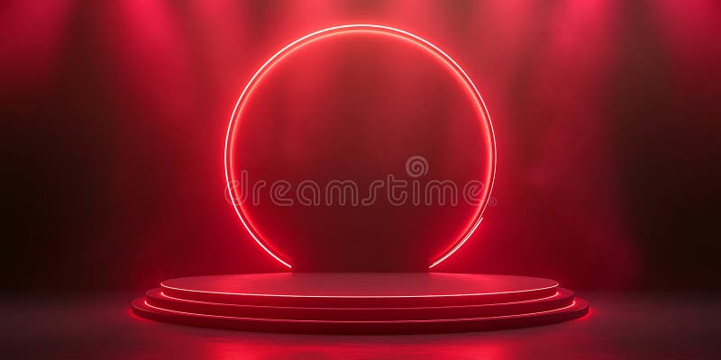 Red Neon Circle Stage Background: Product Display, Light Effect ...