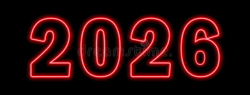 Red Neon Colored 2026 Year on Black Background Stock Vector ...