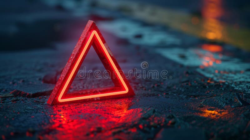 Red Neon Emergency Stop Icon on Wall Background, Warning Sign Stock ...