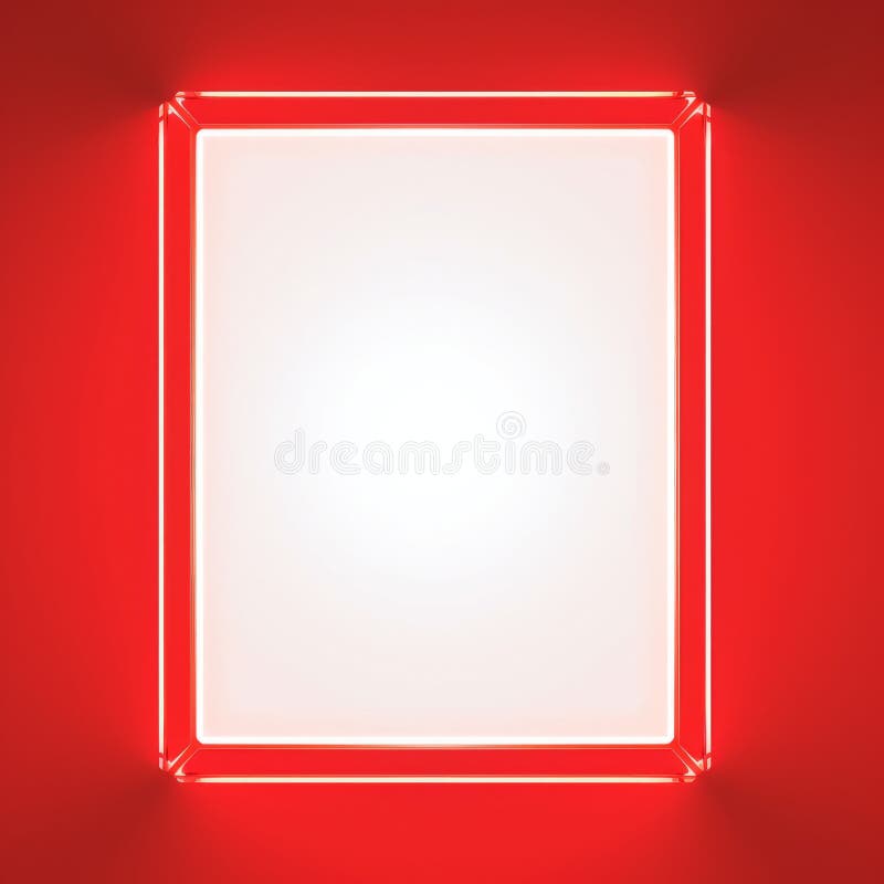 A Red Neon Frame on a Red Wall Stock Illustration - Illustration of ...