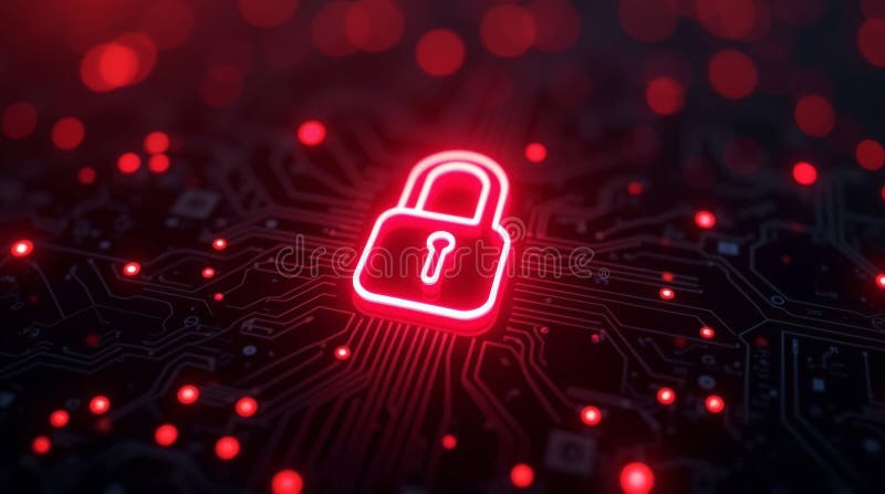 Digital Lock Symbol Glowing Circuit Background Representing Cybersecurity Data Protection Stock ...