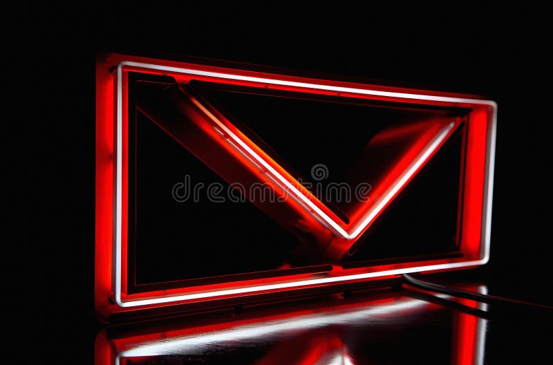 Red Neon Glowing Mail Letter Envelope 3d Scene Stock Image - Image of ...