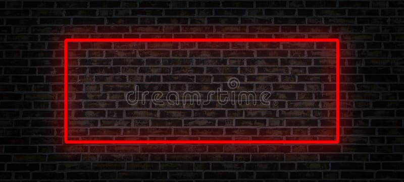 Red Neon Lamp Sign on Brick Wall Stock Photo - Image of wall, dark ...