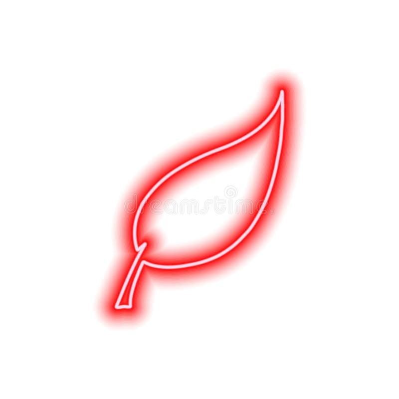 Red Neon Leaf Outline from a Tree Isolated on White Stock Illustration ...