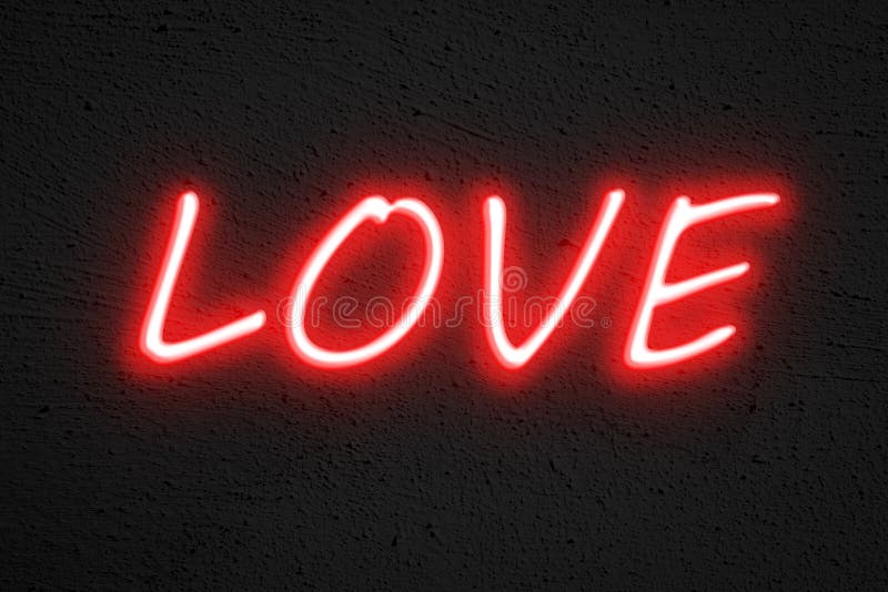 Red Neon Lettering LOVE on a Dark Wall Stock Photo - Image of ...