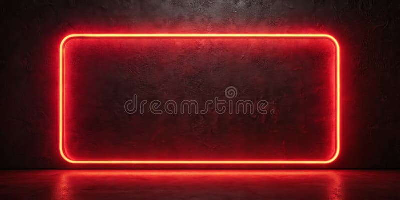 Red Neon Light Frame on Dark Wall Background. Generative AI Stock ...