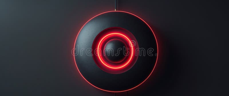 Red Neon Light Illuminates a Dark Circular Object Stock Photo - Image ...