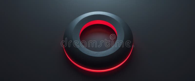 Red Neon Light Illuminates a Dark Circular Object. Stock Image - Image ...