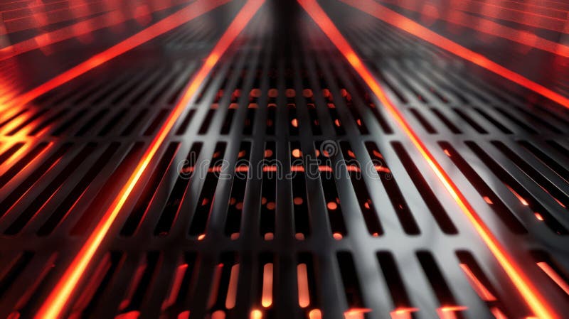 Red Neon Lights on Metal Grate Stock Illustration - Illustration of ...